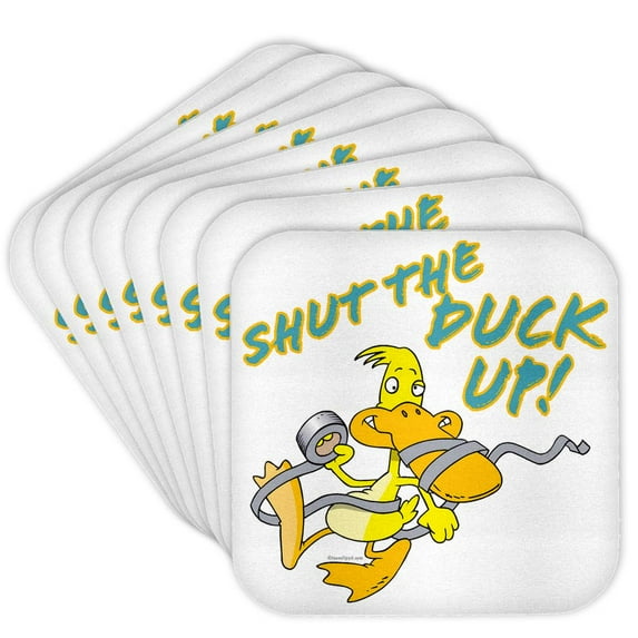 3drose, Shut the Duck up Duct Tape Duck Toon, Set of 8 Coasters - Cork ...