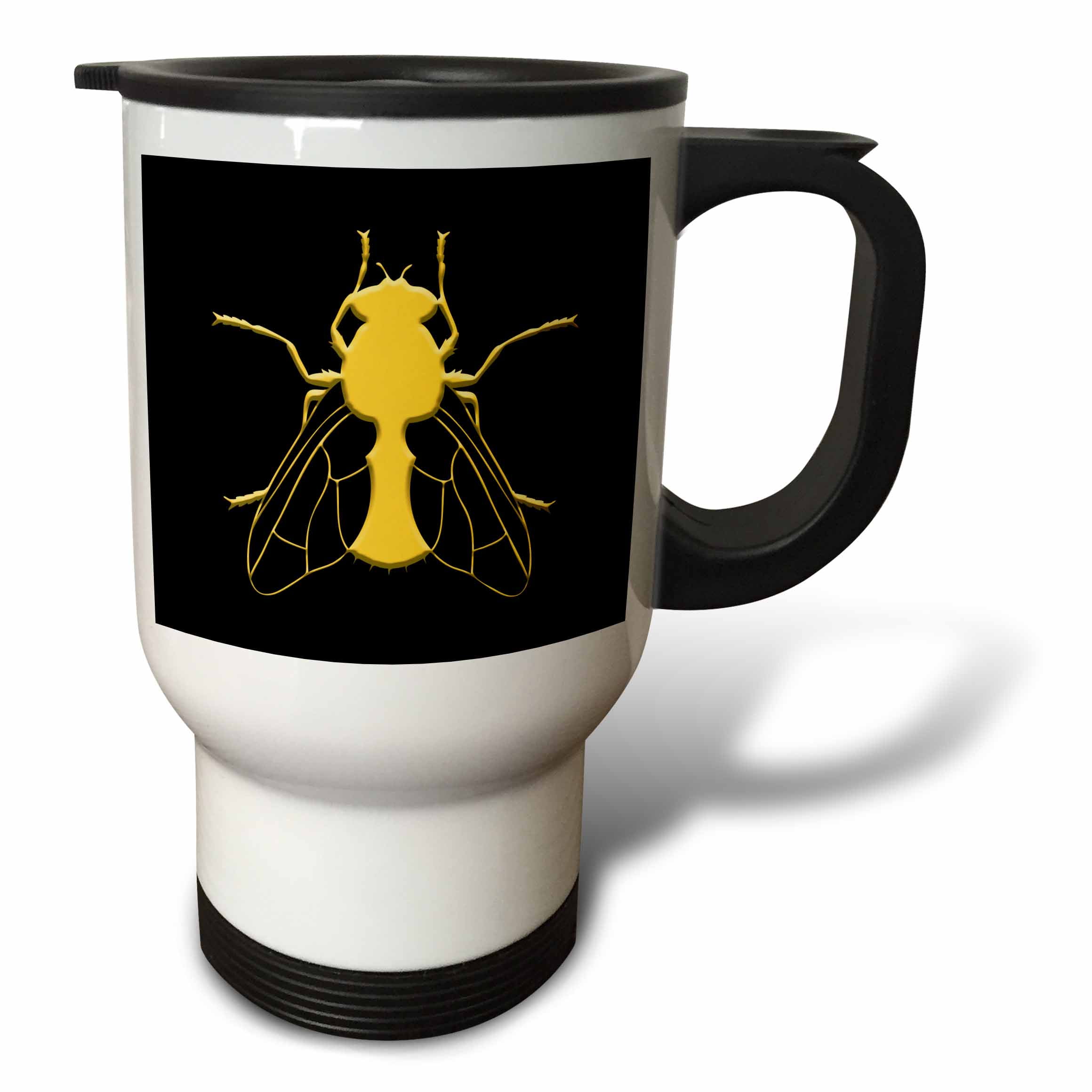 3drose, Silhouette Image of a Fly Insect. Yellow on Black. Funny Design ...