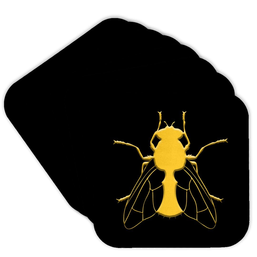 3drose, Silhouette Image of a Fly Insect. Yellow on Black. Funny Design ...