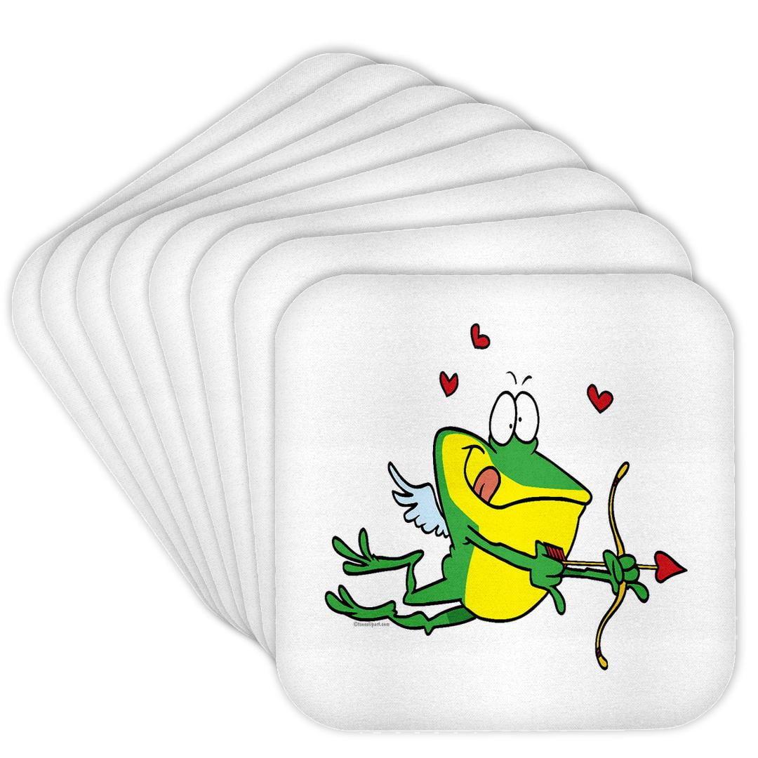3drose, Silly Love Cupid Valentine Froggy Frog, Set of 8 Coasters ...