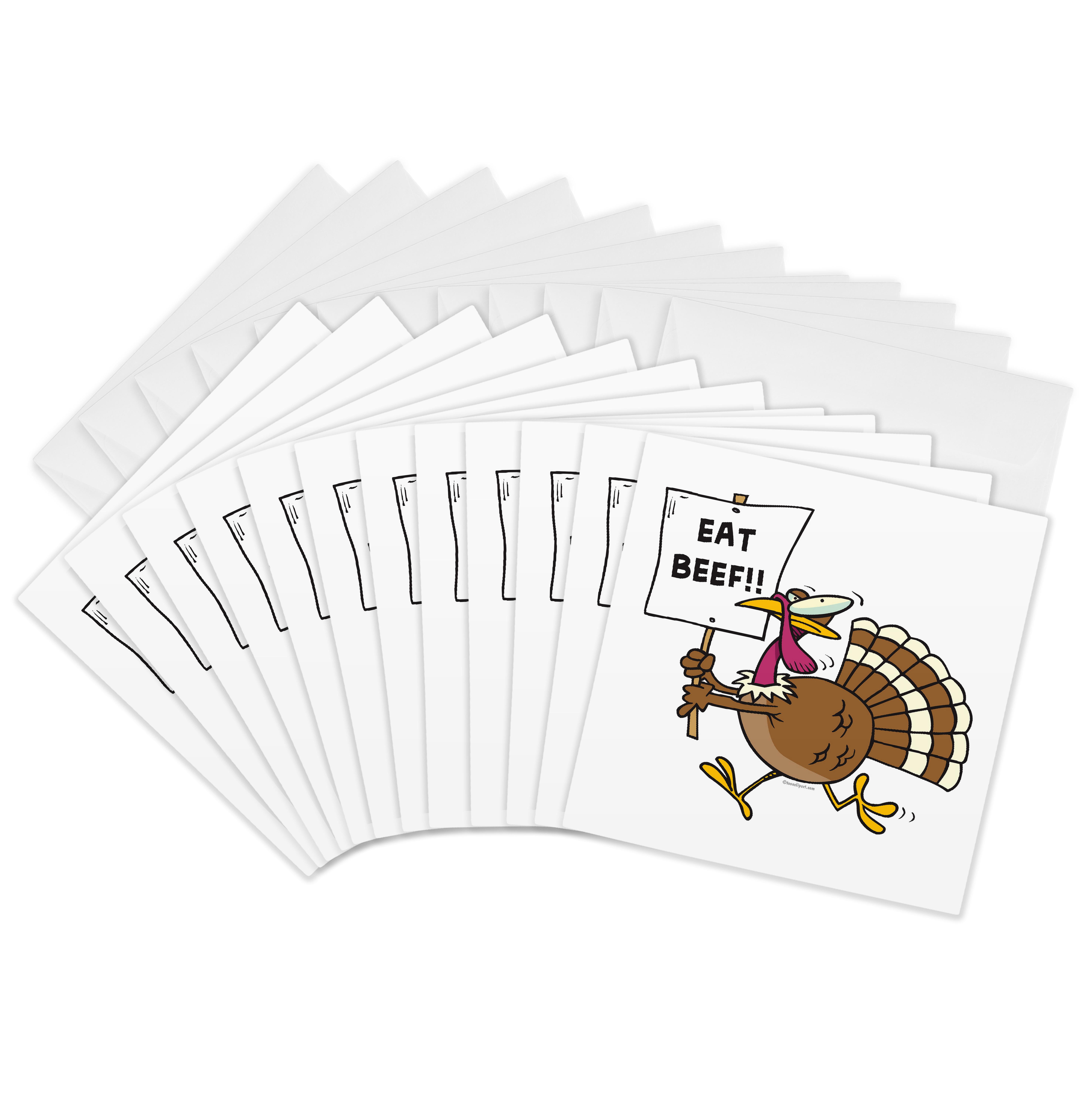 3drose, Silly Turkey with Eat Beef Sign, 12 Greeting Cards with ...