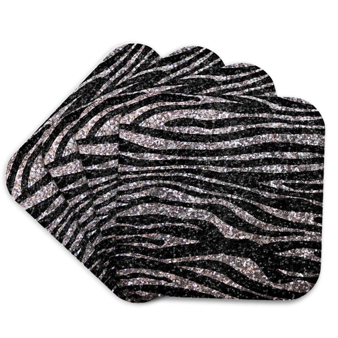 3drose, Silver and Black Zebra Print Faux Bling Photo Not Actual ...