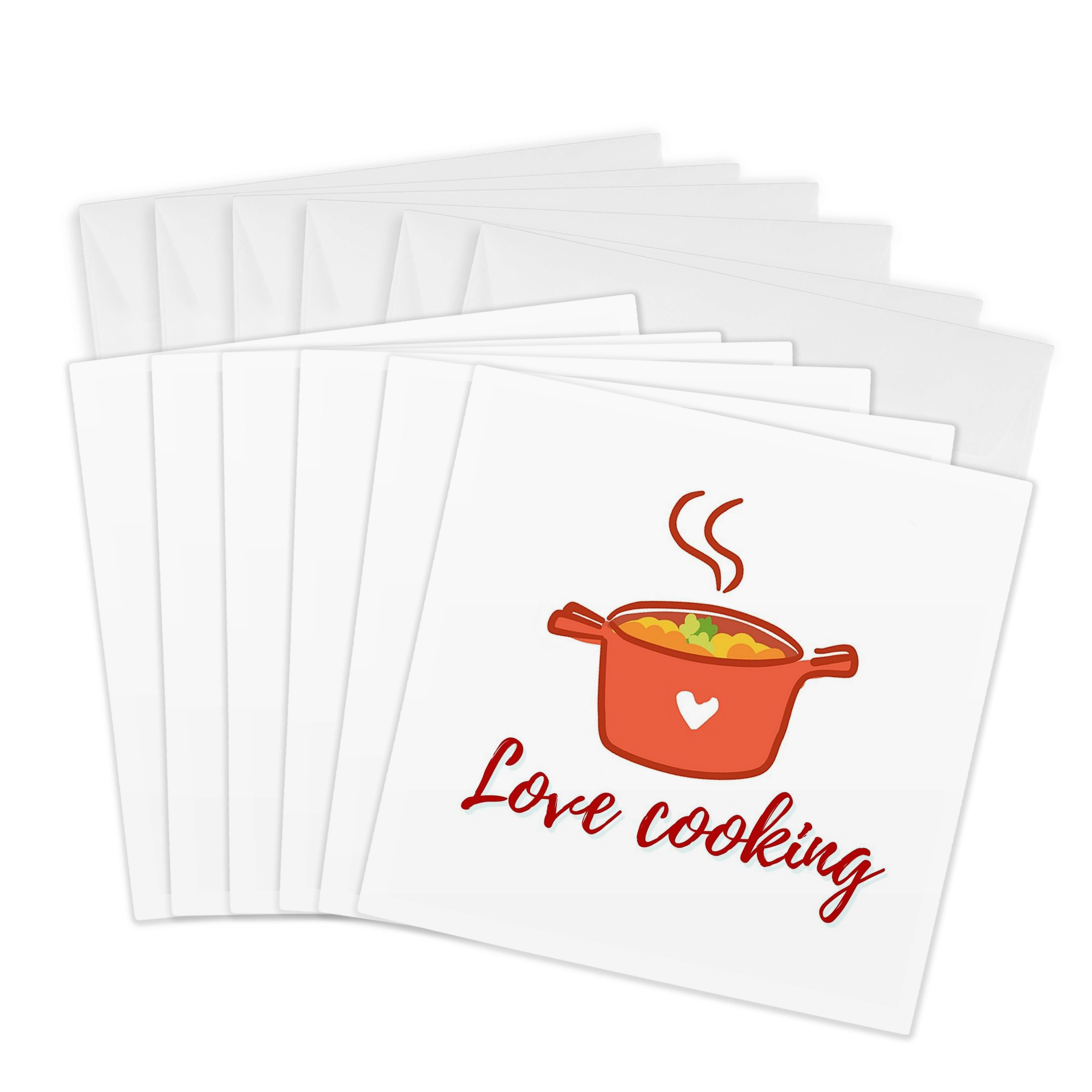 3drose, Simple Design About Food and Text of Love Cooking, 6 Greeting ...