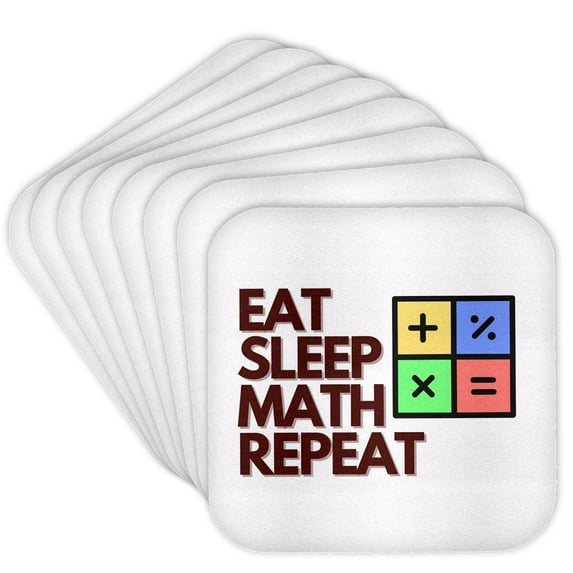 3drose, Simple Text of Eat,sleep,math,repeat, Set of 8 Coasters - Cork ...