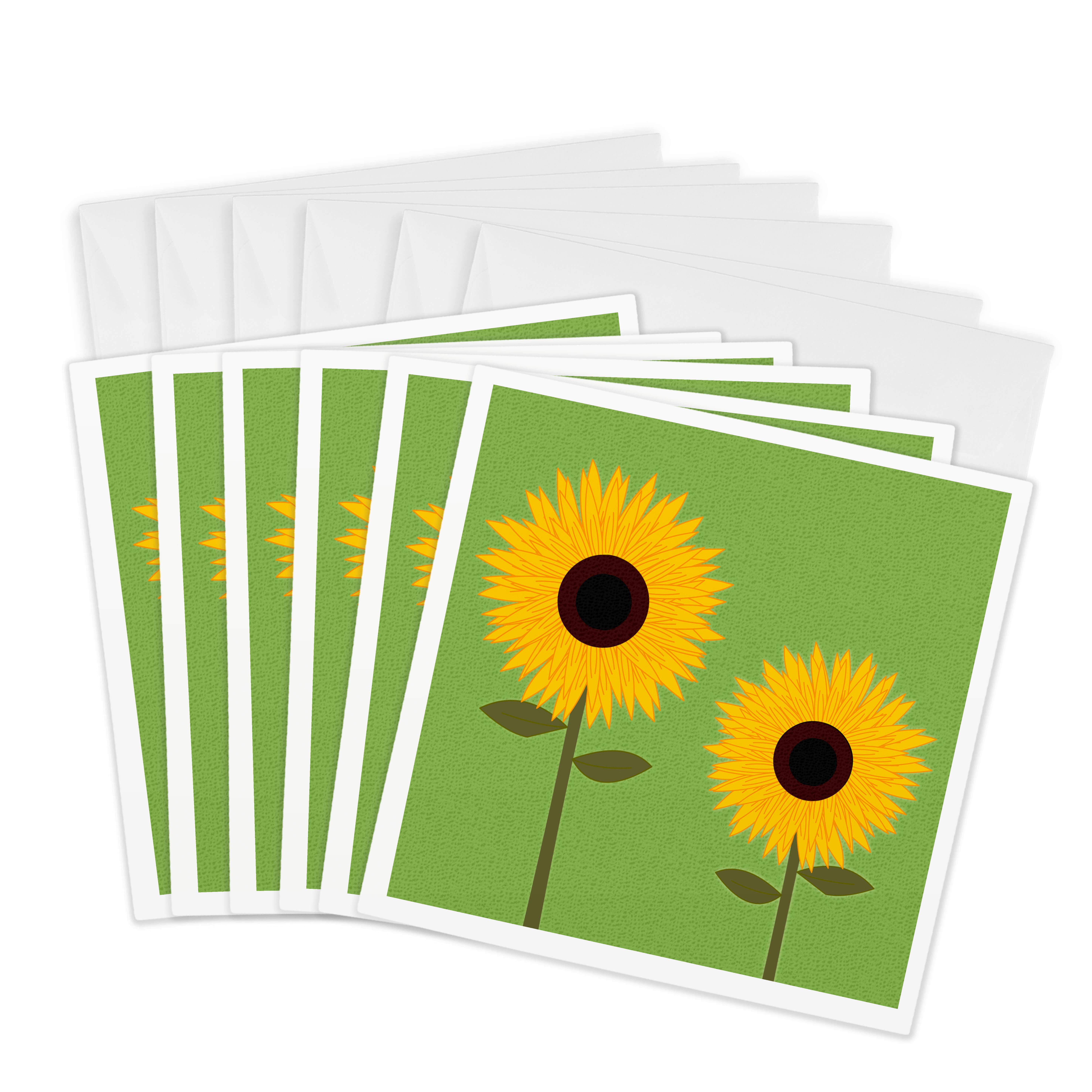 3drose, Simply Sunflowers Moss Green Background, 6 Greeting Cards with ...