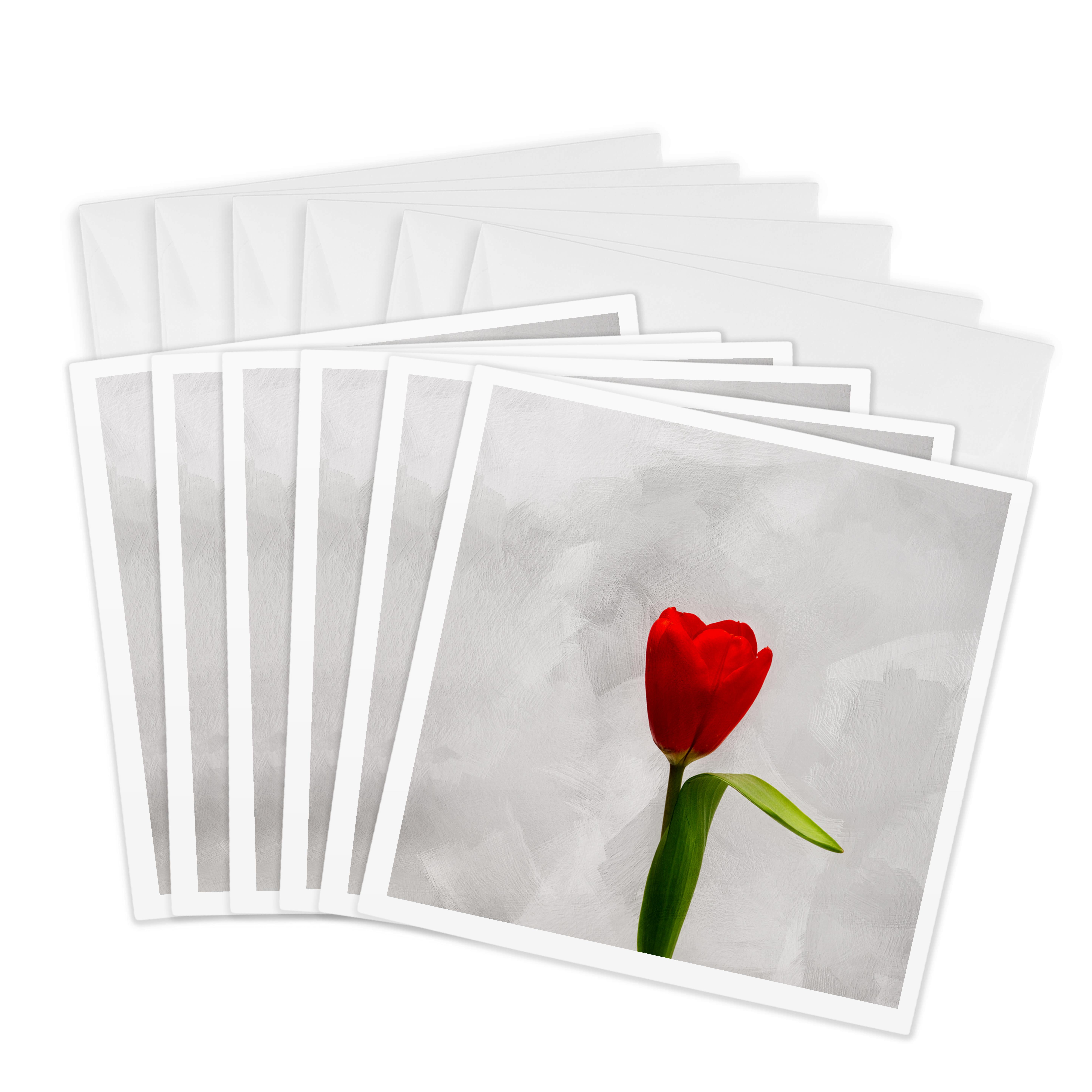 3drose, Single Red Tulip, Green Leaf, Textured Artistic Background, 6 ...