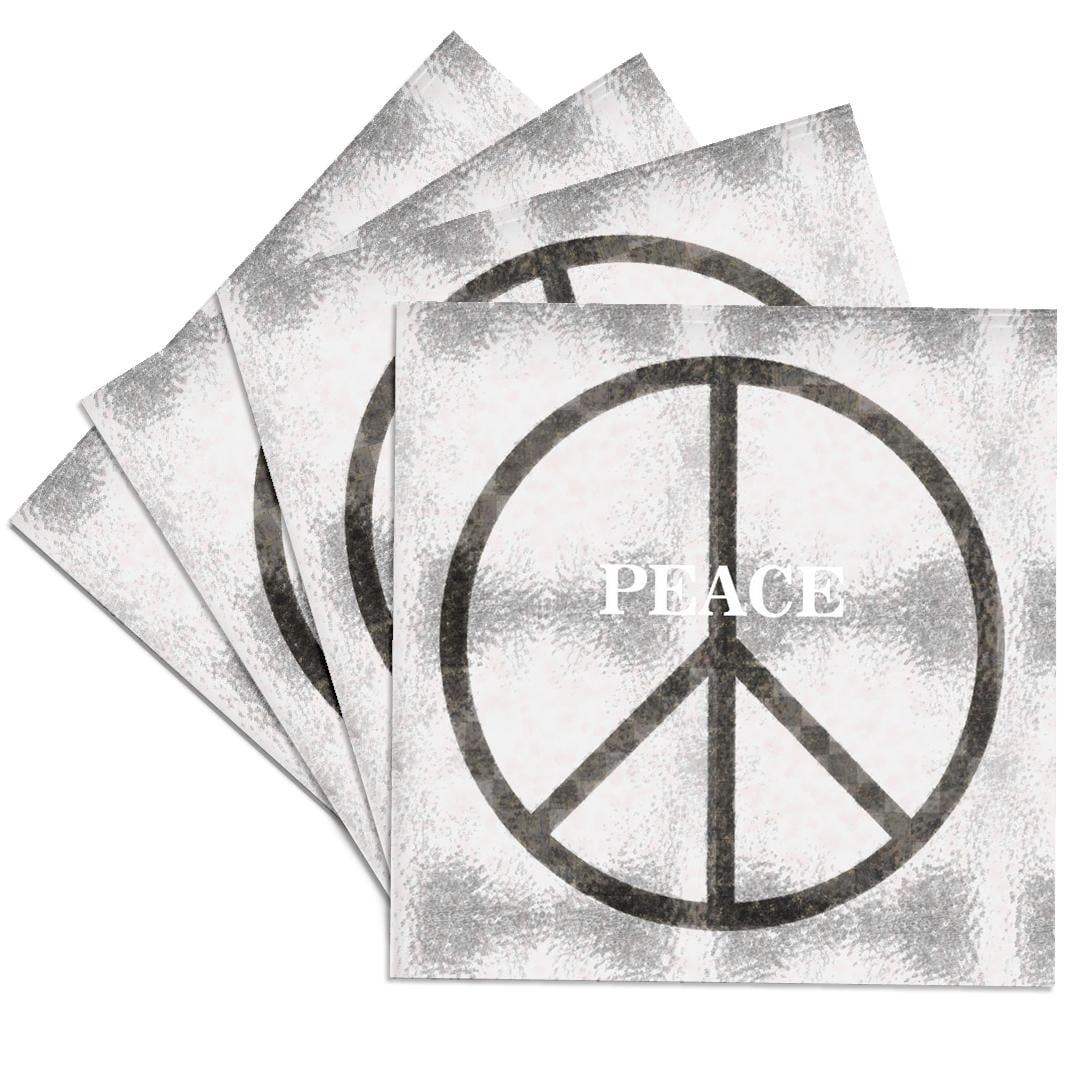 3drose, Sixties Silver Metal Peace Symbol, Set of 4 Ceramic Tile ...