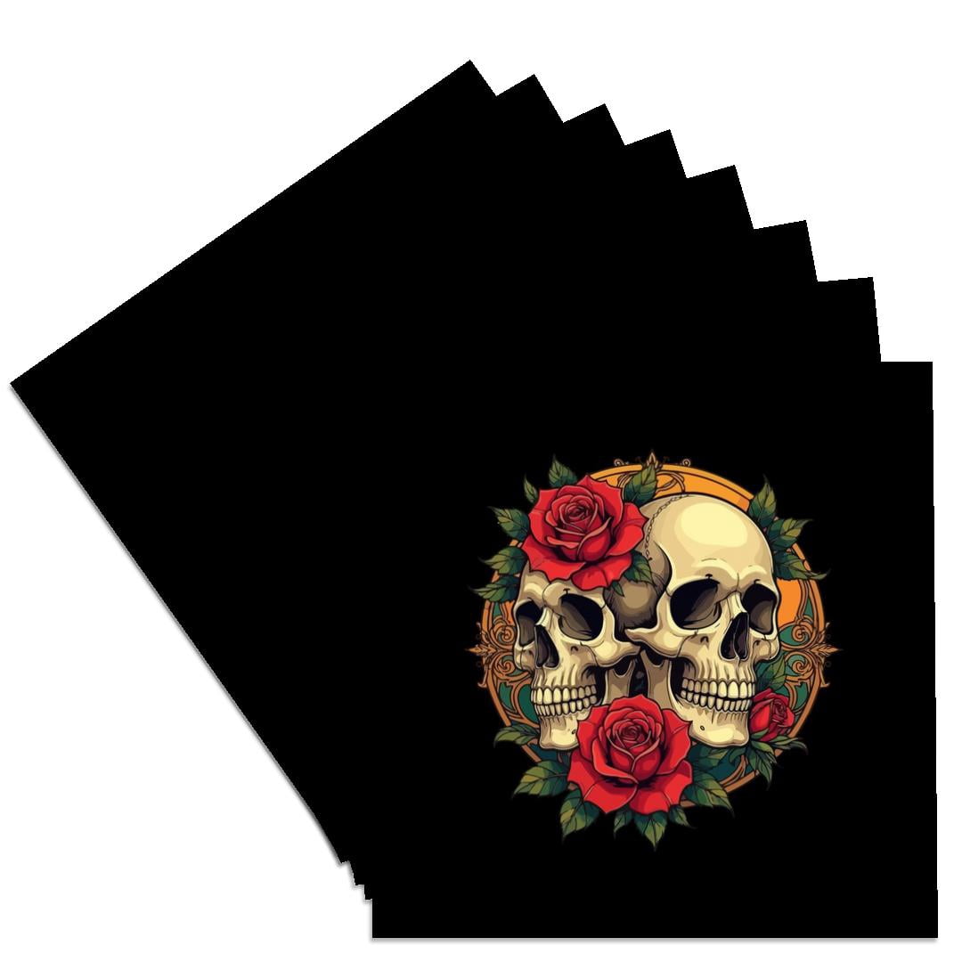 3drose, Skull Faces with Red Roses, Set of 8 Ceramic Tile Coasters ...