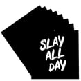 3drose, Slay All Day. Bold White Brush Stroke Lettering on Black ...