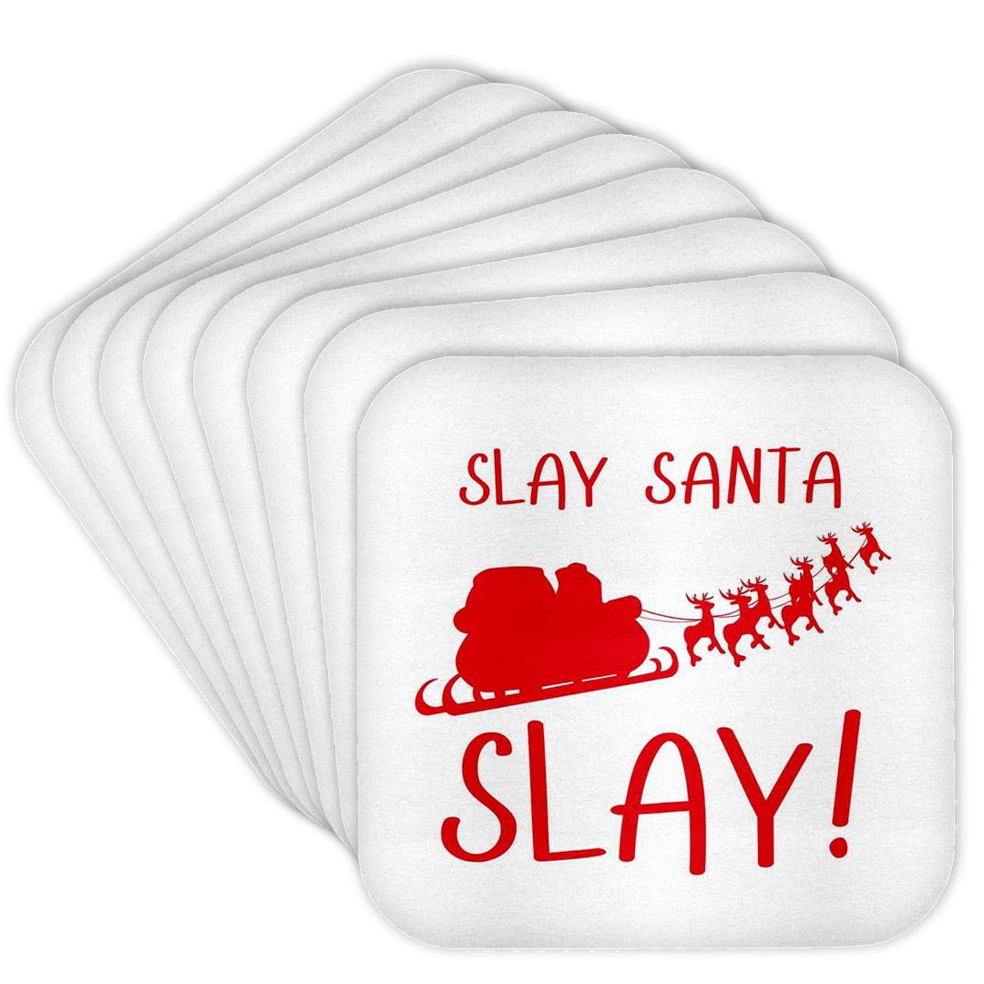 3drose, Slay Santa Slay in Red, Set of 8 Coasters - Cork - Walmart.com