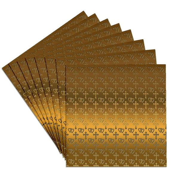 3drose, Small Gold Entwined Hearts and Cross on a Bright Brass ...