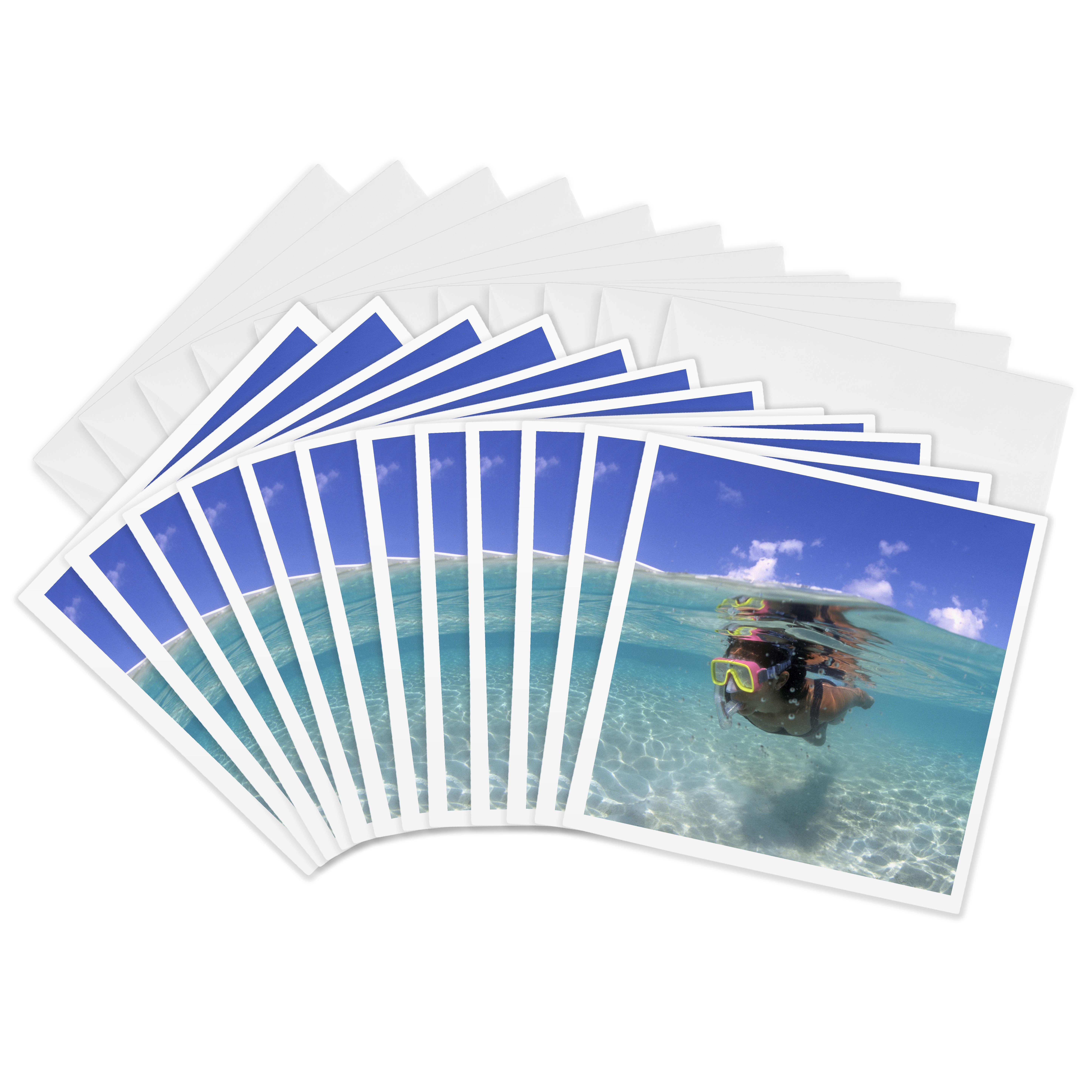 3drose, Snorkeling in the Blue Waters of the Bahamas. -ca05 Gjo0231 - Greg Johnston, 12 Greeting ...