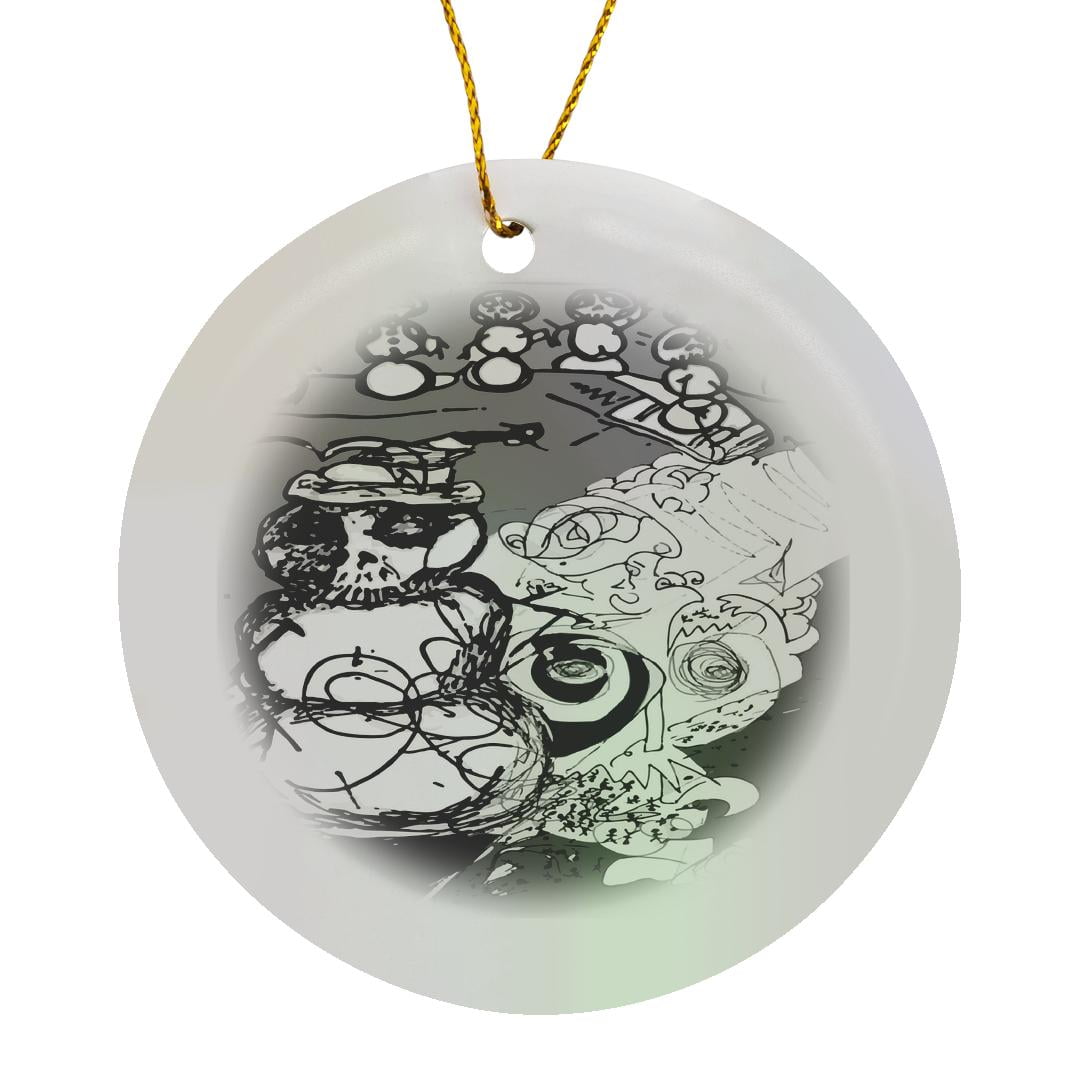 3drose, Snowboarding Skull Snowman, Circle Porcelain Ornament - Walmart.com