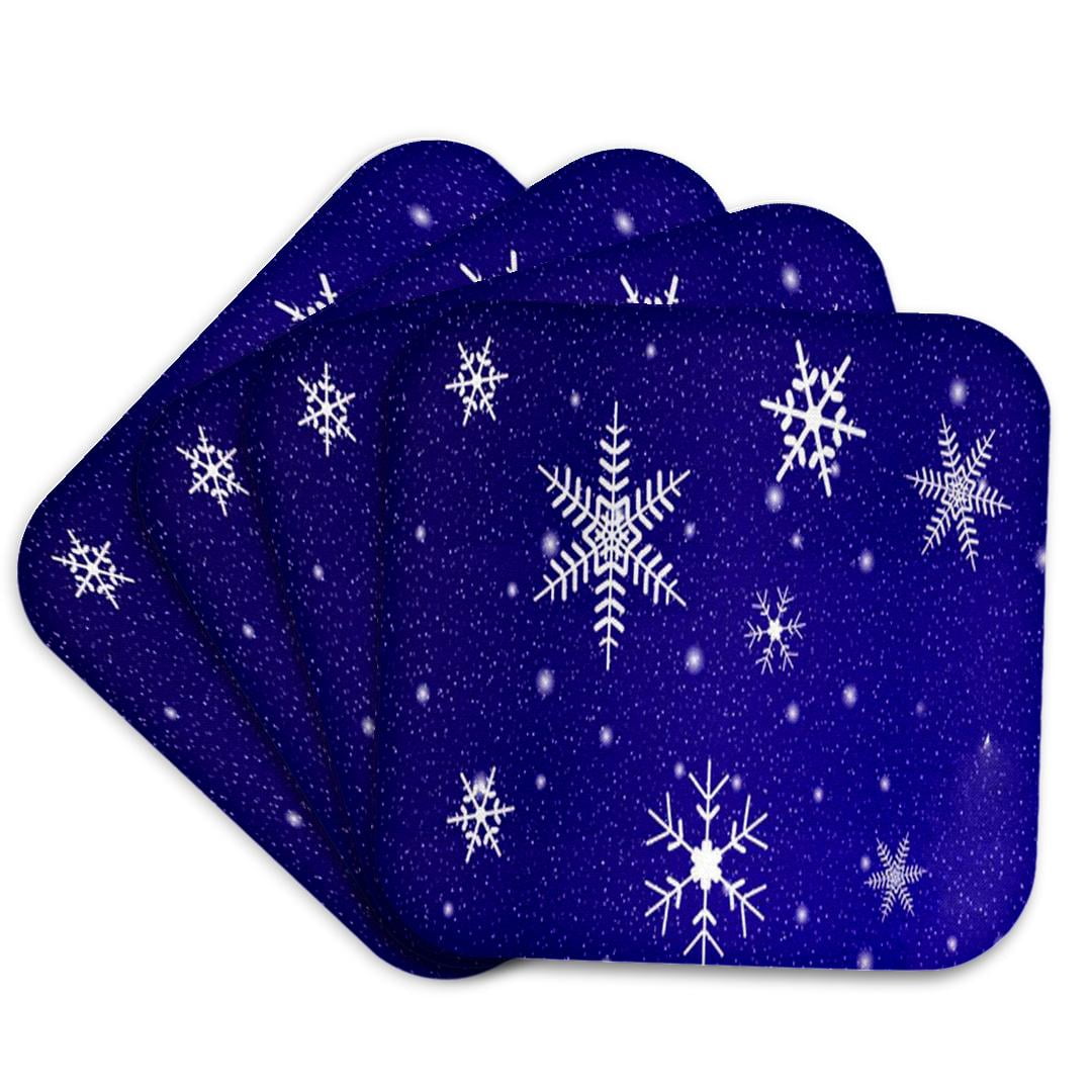 3drose, Snowflakes with Blue Background, Set of 4 Coasters - Cork ...