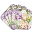 3drose, Soft Pastel Tulips and Hydrangea Flowers, Set of 4 Coasters ...