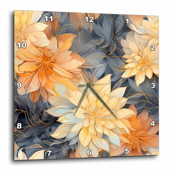 3drose, Soft Yellow and Gray Modern Mum Flower Pattern, 13x13 Wall ...