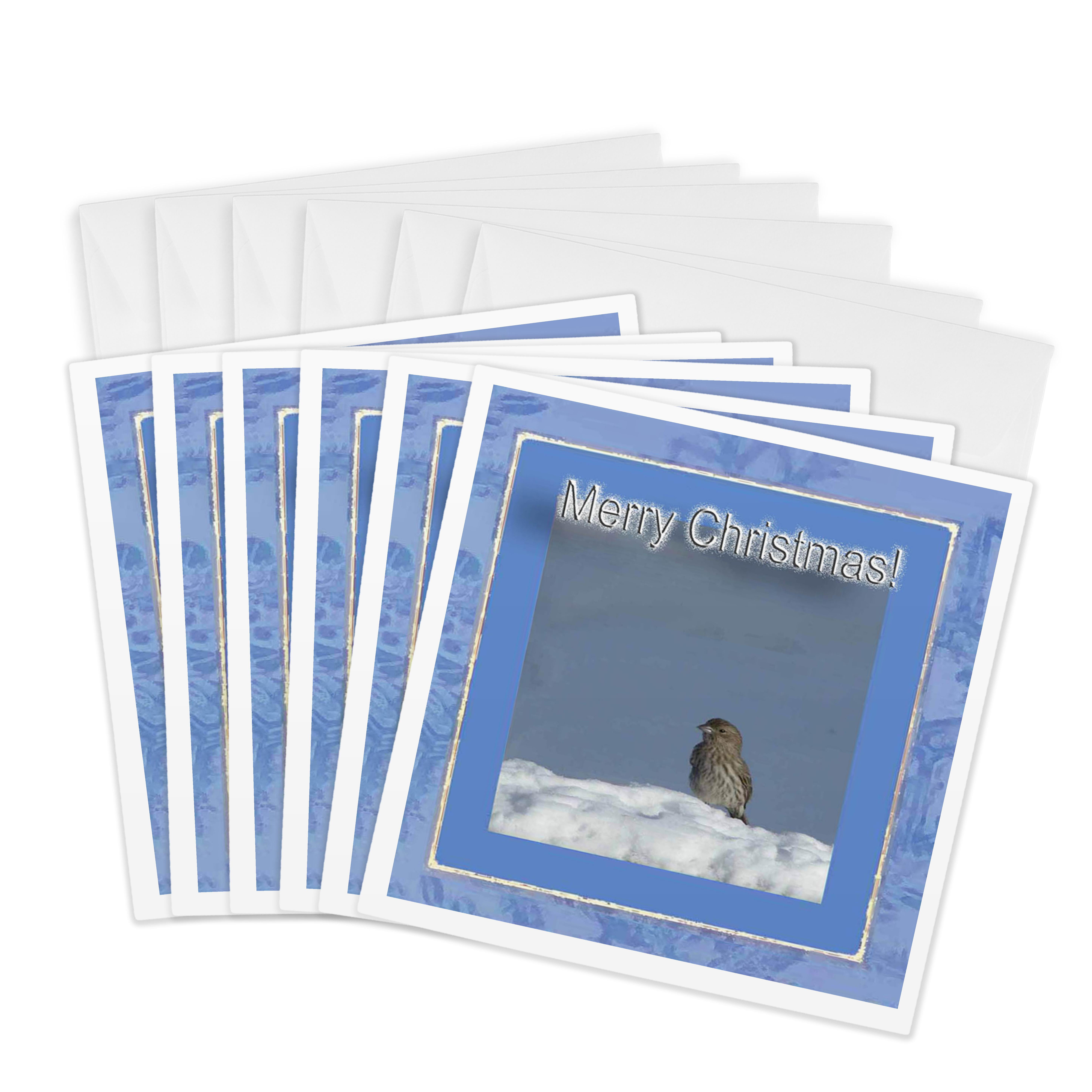 3drose, Sparrow in the Snow, Merry Christmas, 6 Greeting Cards with ...