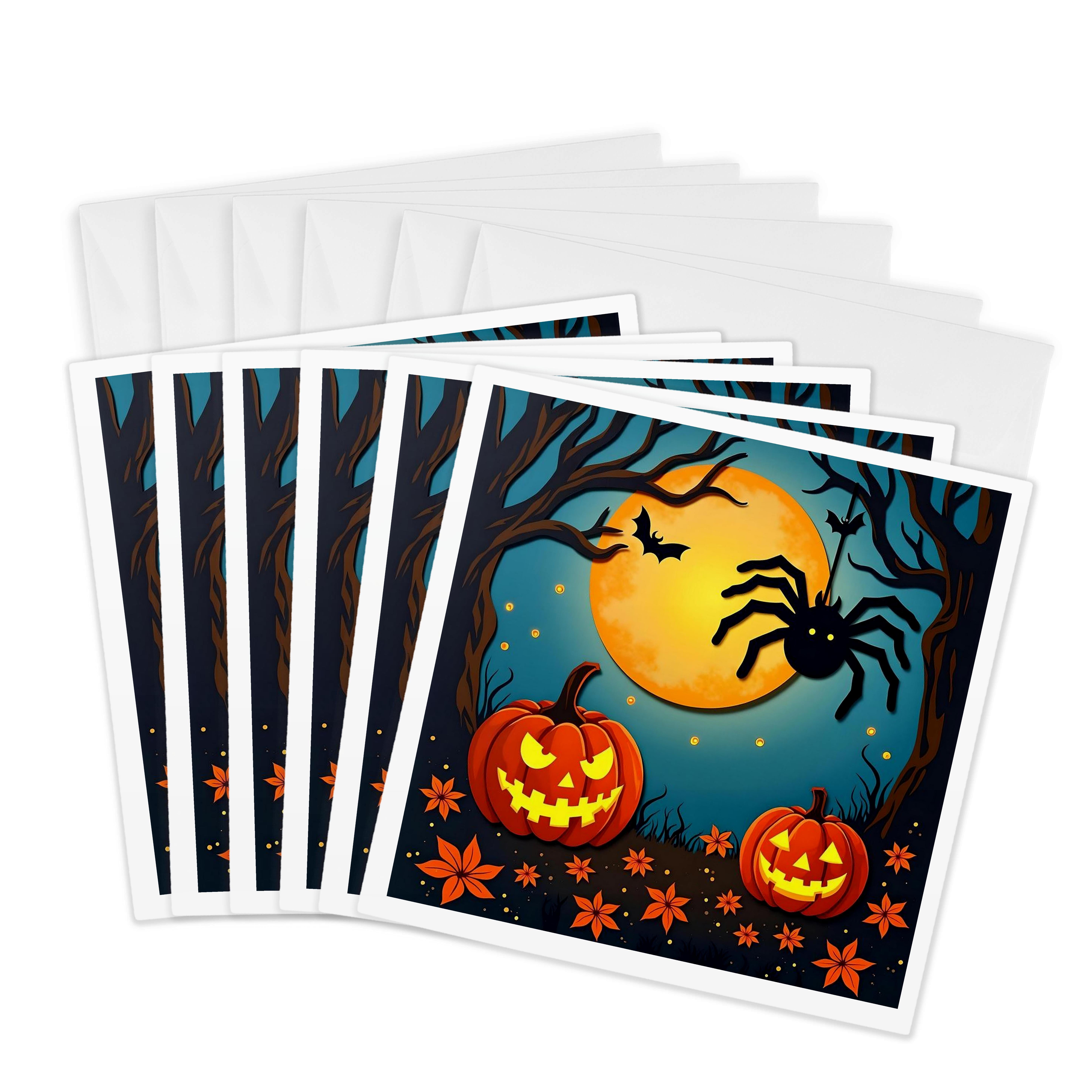 3drose, Spider and Jackolanterns Cut-out Stencil-style, 6 Greeting ...