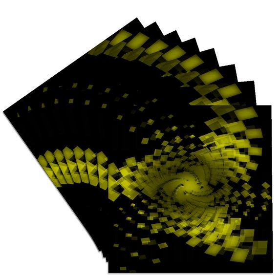 3drose, Spiraling Yellow Squares Against a Black Background, Set of 8 ...