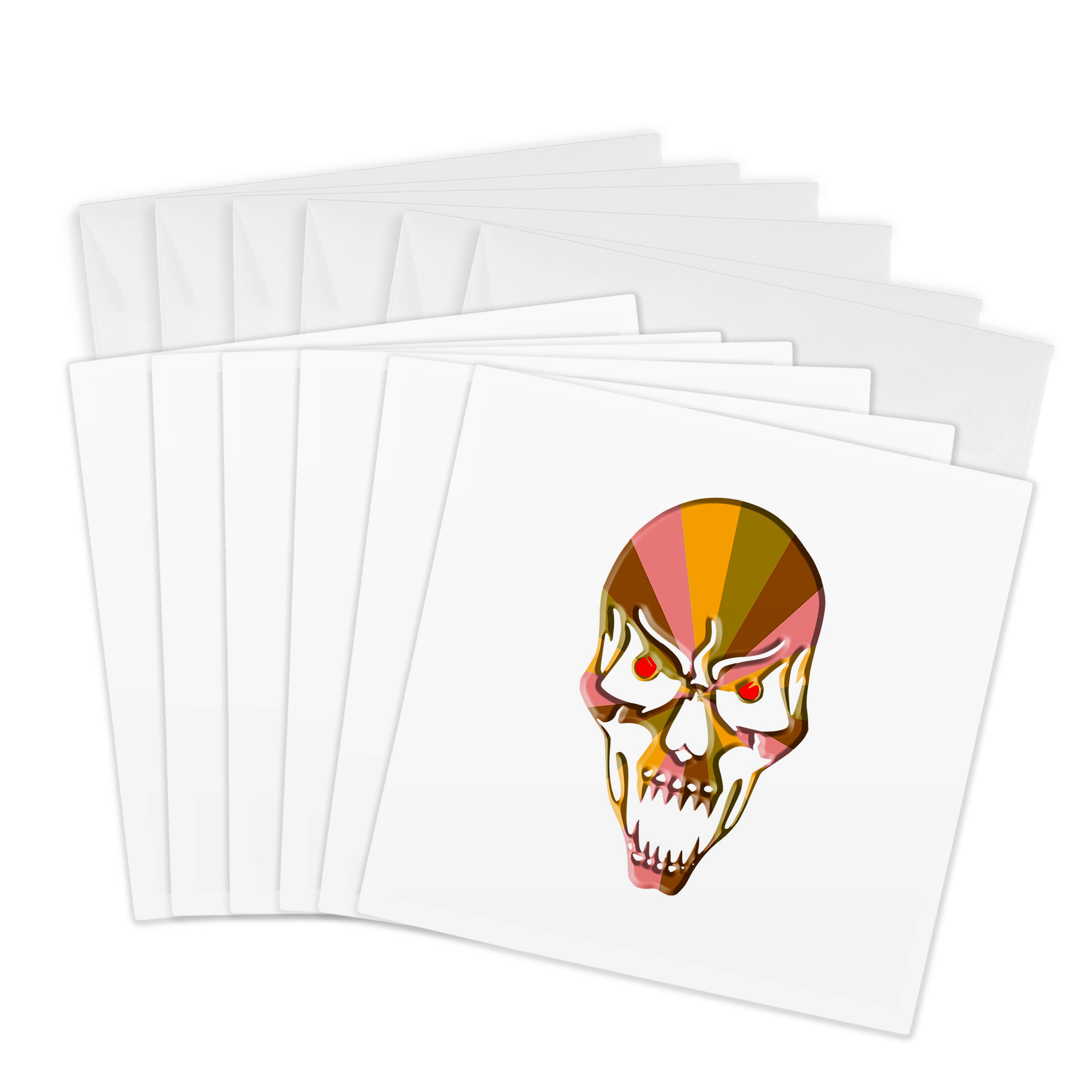3drose, Spooky Skull of Brown, Yellow Orange Colors. White Background ...