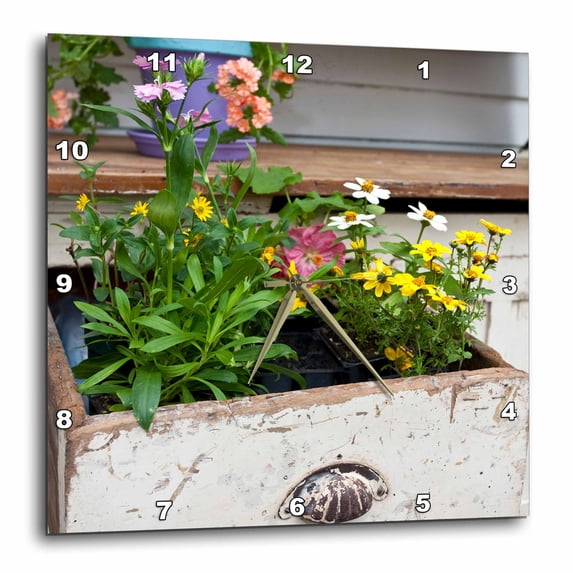 3drose, Spring Garden Display in Containers in Old Wooden Drawer, 15x15 ...