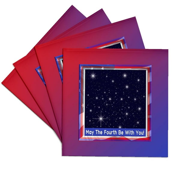 3drose, Stars in Patriotic Frame, May the Fourth Be with You, Set of 4 ...
