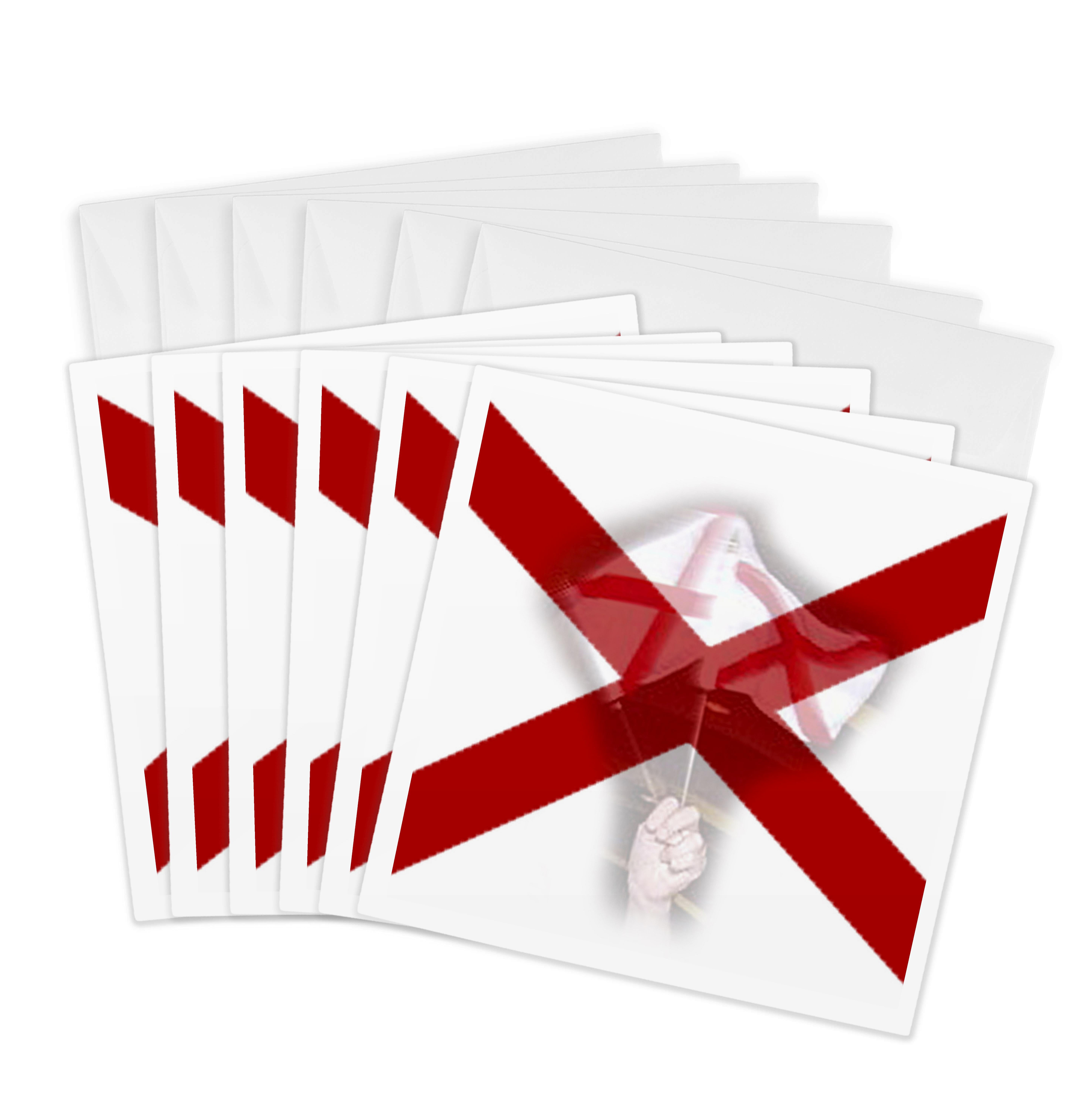 3drose, State Flag of Alabama with Small Flags Waving, 6 Greeting Cards ...