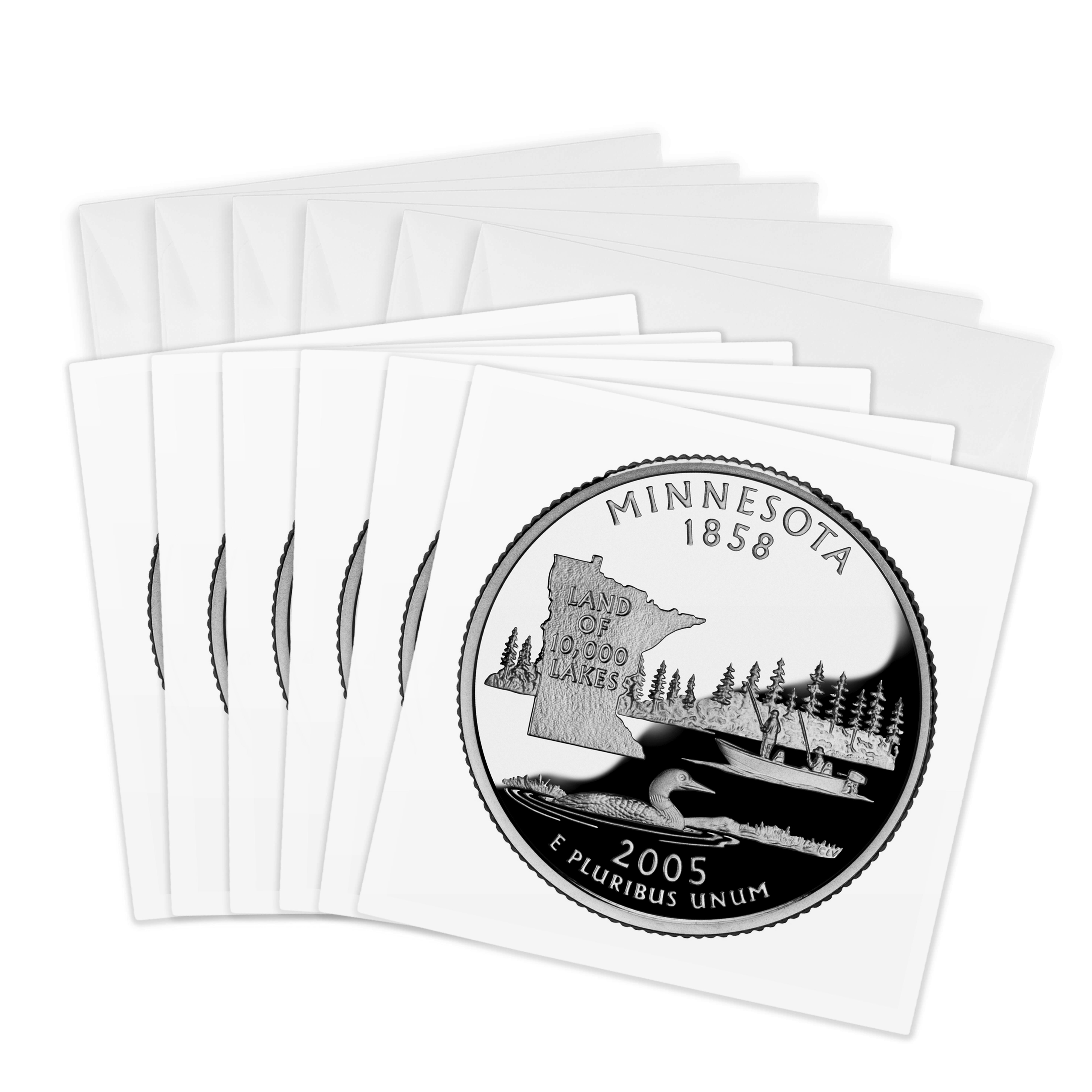 3drose, State Quarter of Minnesota (pd-us), 6 Greeting Cards with ...