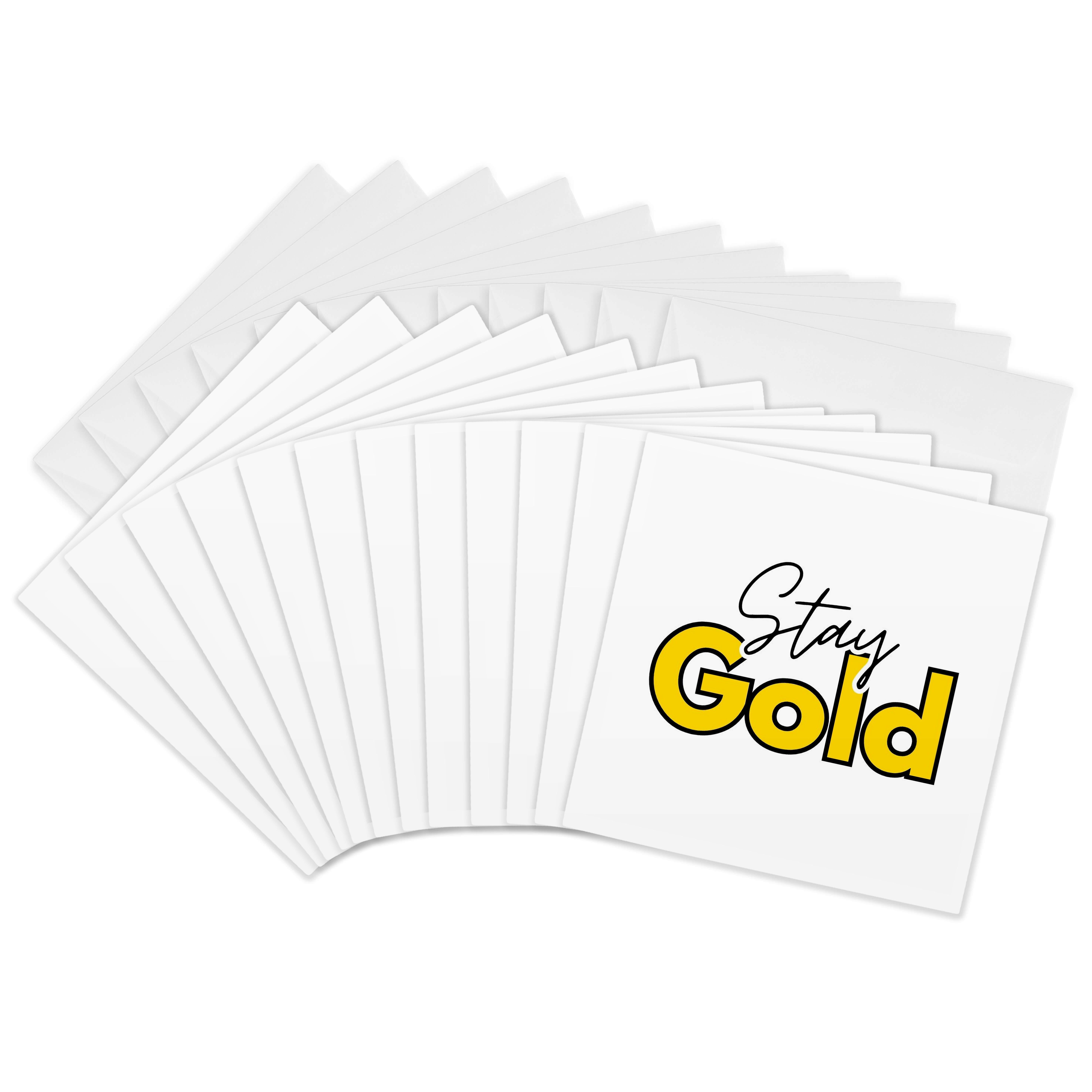 3drose, Stay Gold Typography, 12 Greeting Cards with Envelopes ...