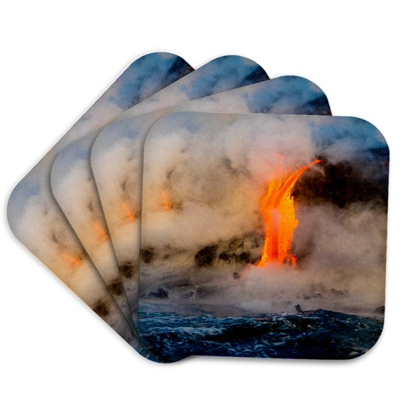 3drose, Steam Billows as Lava Pours into the Ocean, Kilauea Volcano ...