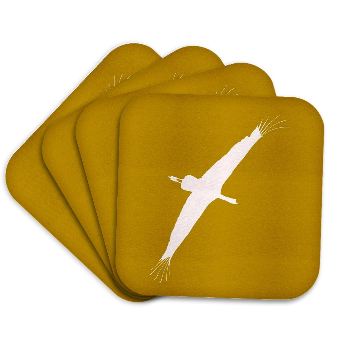 3drose, Stork Vector Bird Flight White Silhouette, Set of 4 Coasters ...
