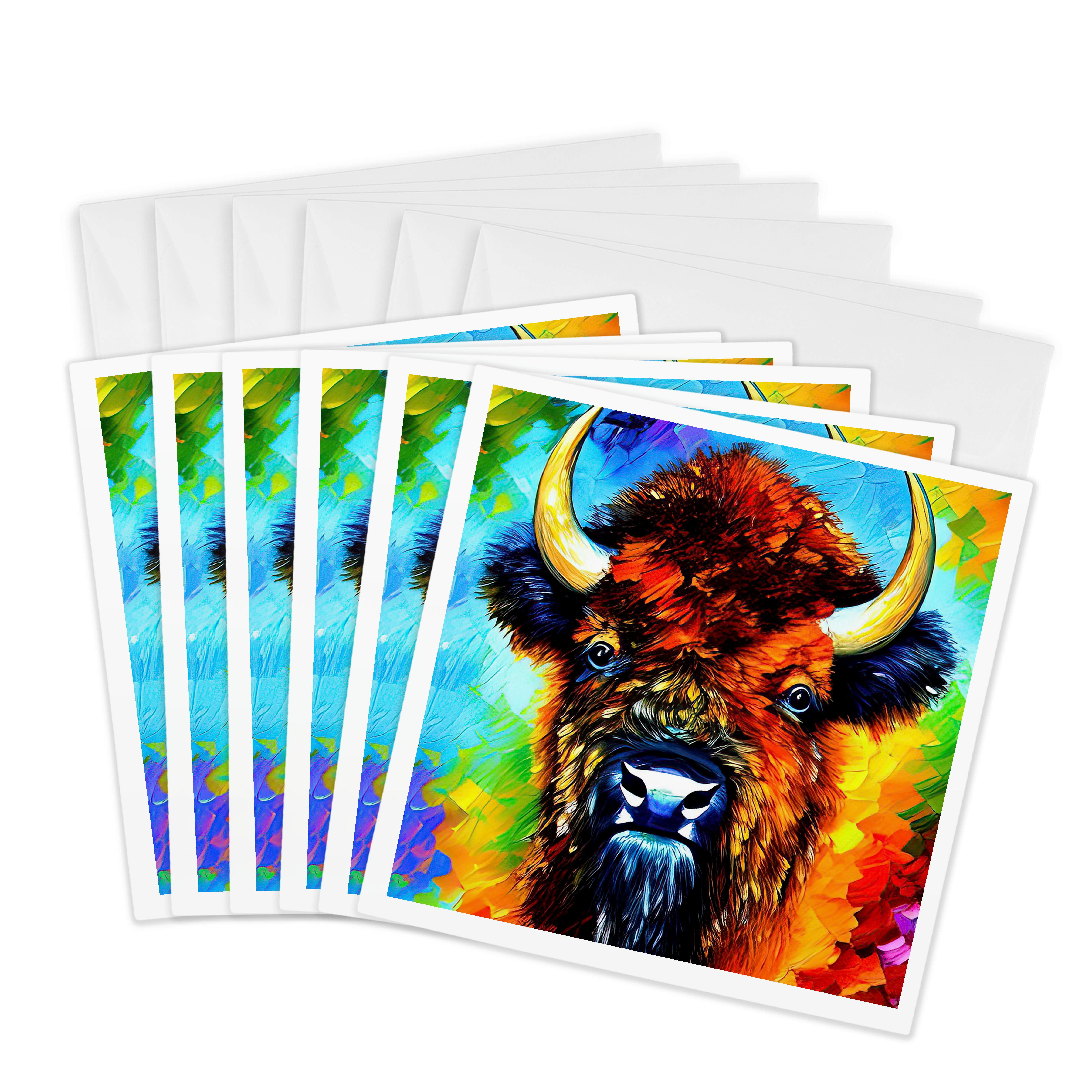 3drose, Stunning Colorful Bison Animal. Chic Digital Painting Gift for ...