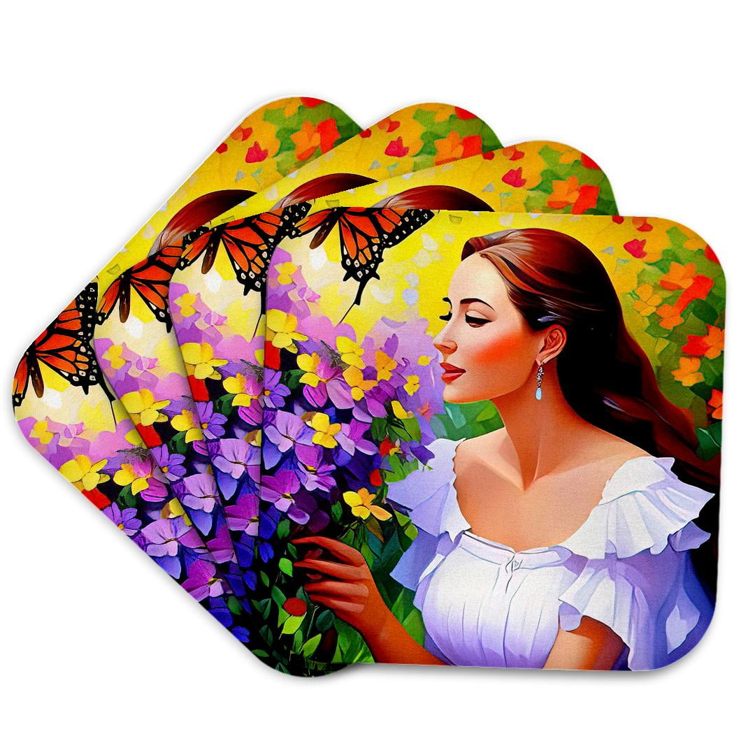 3drose, Stunning Young Lady, Purple Flowers, Summer Garden and a ...