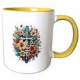 3drose, Stylish Text Faith, a Blue Wooden Cross and Colorful Flowers ...