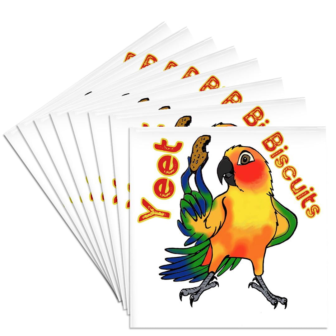 3drose, Sun Conure Yeet Biscuits, Set of 8 Ceramic Tile Coasters ...