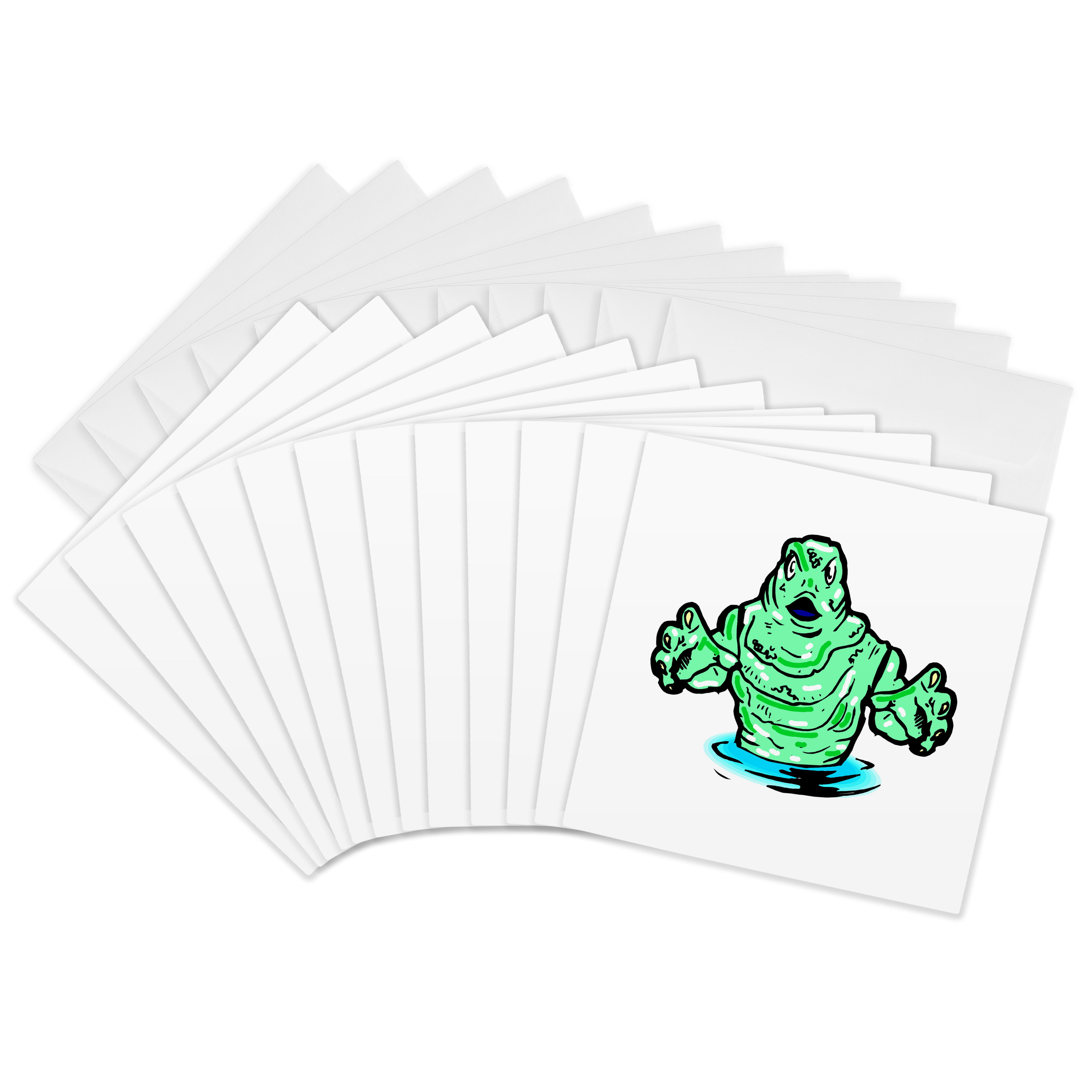 3drose, Swamp Green Monster Design, 12 Greeting Cards with Envelopes ...