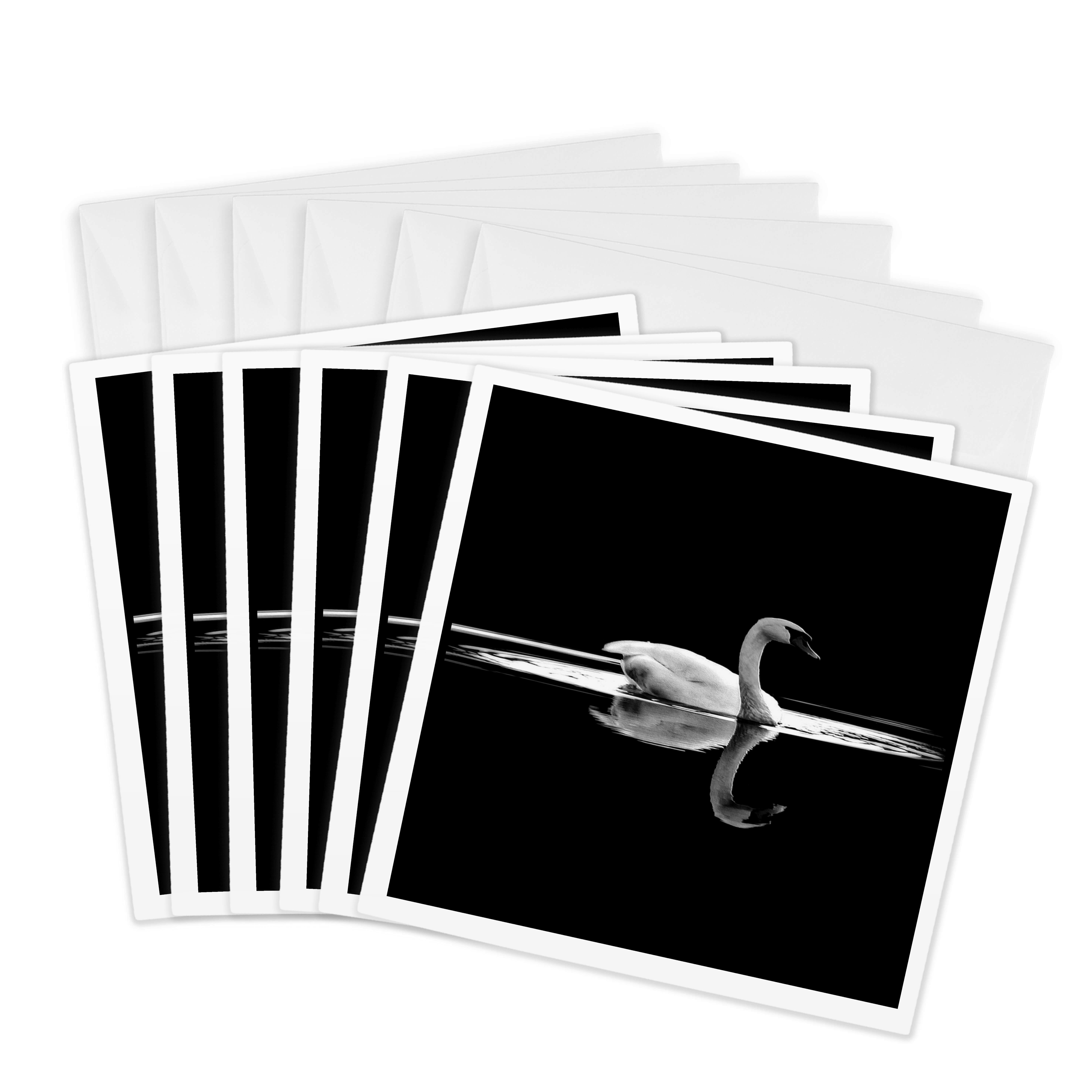 3drose, Swan Lake Black White Photography, 6 Greeting Cards with ...