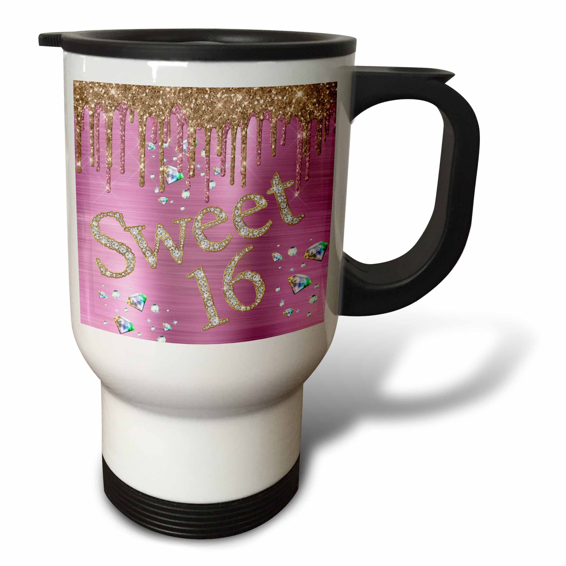 3drose, Sweet 16 with an Image of Diamonds and Image of Gold Glitter ...