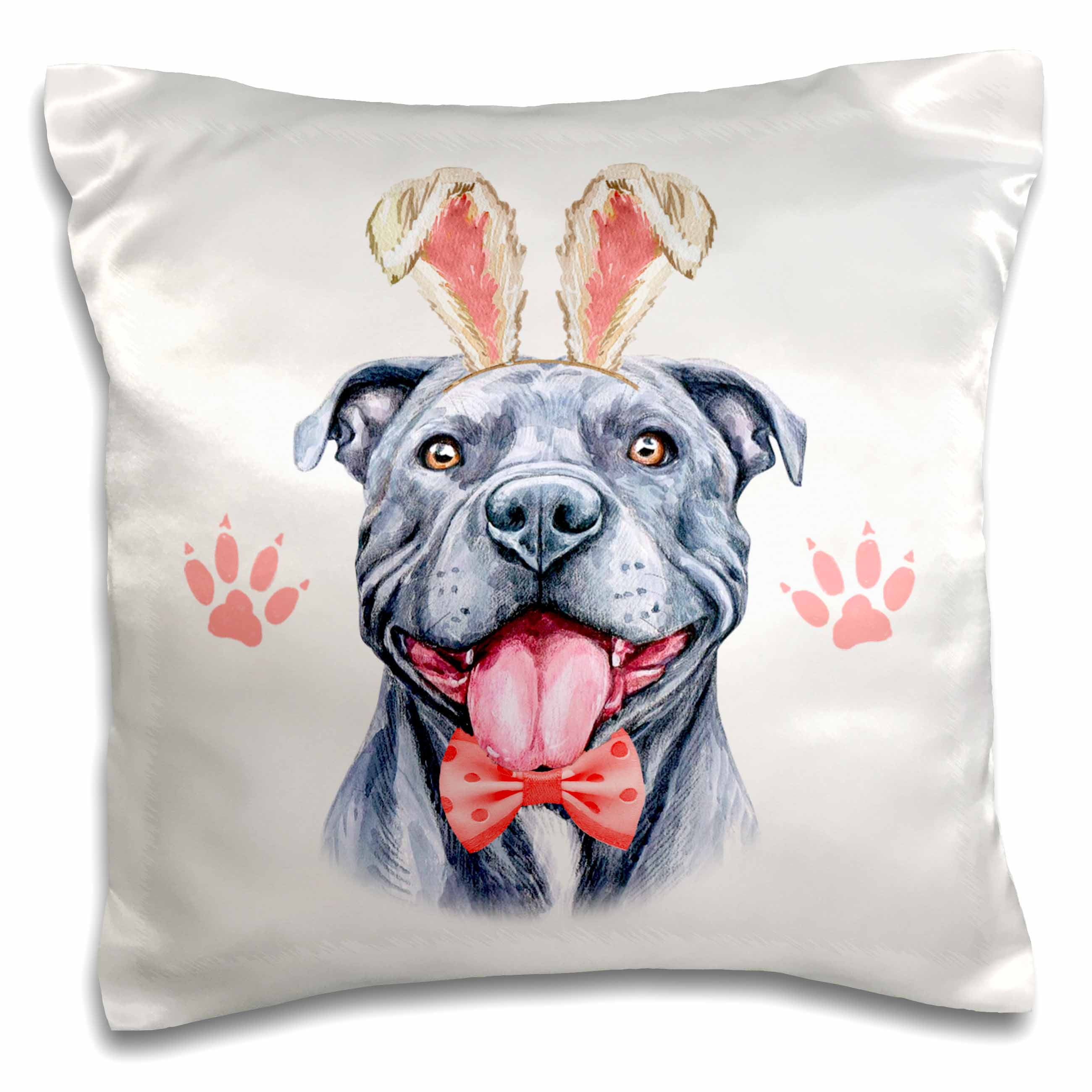 3drose, Sweet Gray Pit Bull Makes a Cute Easter Bunny Dog in Rabbie ...