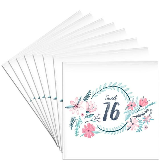 3drose, Sweet Sixteen Number 16 Surrounded by Beautiful Flowers, Set of ...