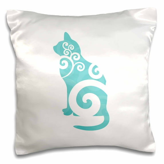 3drose, Swirly Cat Silhouette Blue, 16x16 inch Pillow Case - Walmart.com