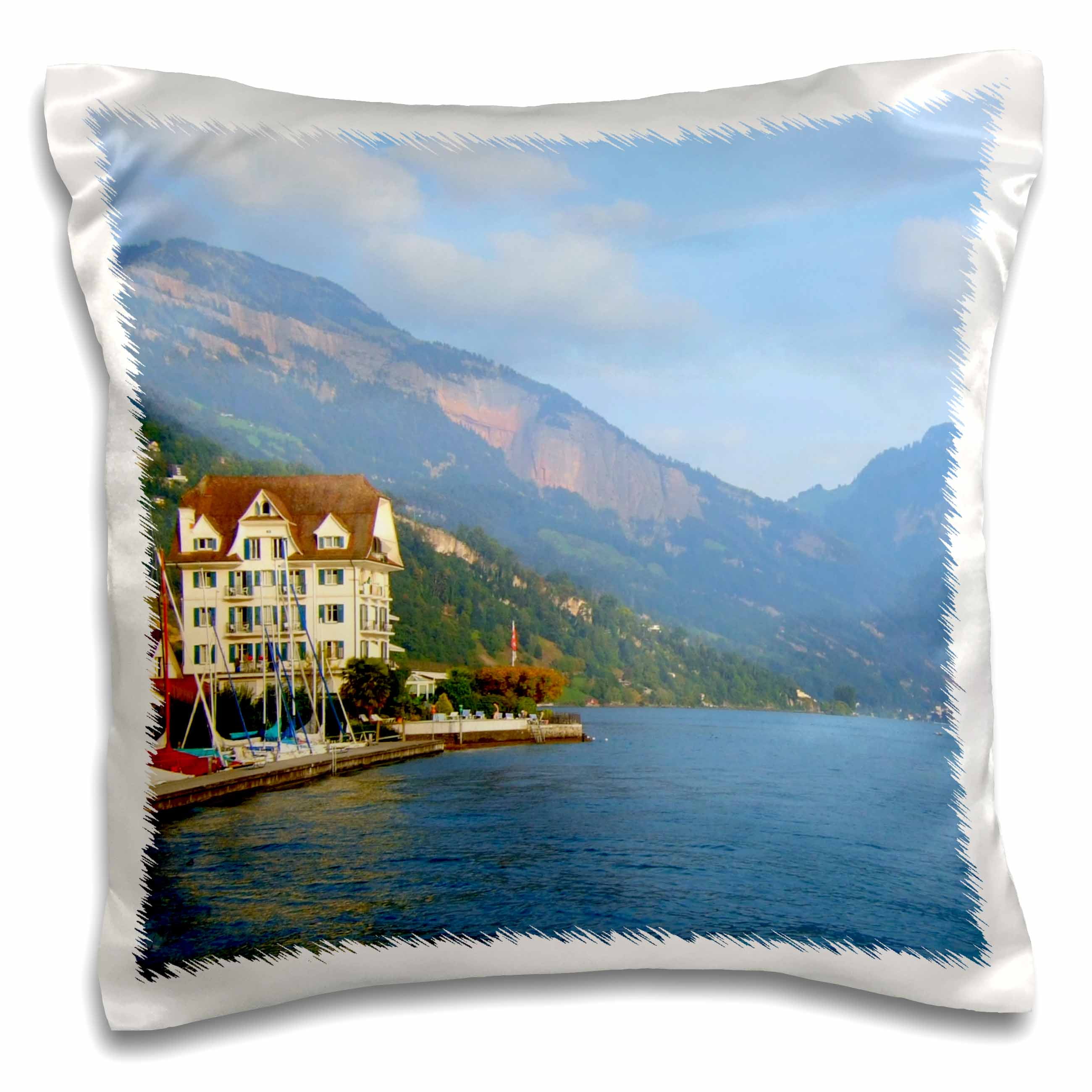 3drose, Swiss Lake House - Switzerland Travel - Peaceful View over Calm ...