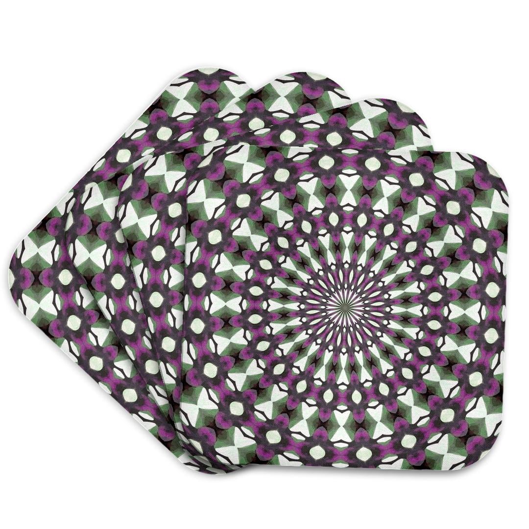 3drose, Symmetrical Geometric Design 7 Magenta Grey White, Set of 4 ...