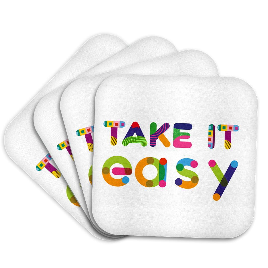 3drose, Take It Easy Positive Colorful Text, Set of 4 Coasters - Cork ...