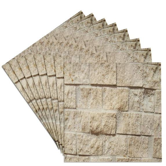 3drose, Tan Brick Wall Stone, Set of 8 Ceramic Tile Coasters - Walmart.com