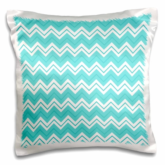 3drose, Teal Blue Chevron Zigzag Pattern, 16x16 inch Pillow Case ...