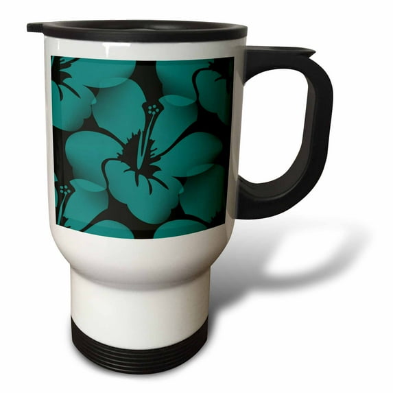 3drose, Teal Blue Tropical Hibiscus Flowers - Floral Art - Hawaiian ...