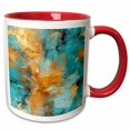 3drose, Teal and Image of Gold Abstract Pattern, 11oz Two-tone Red Mug ...