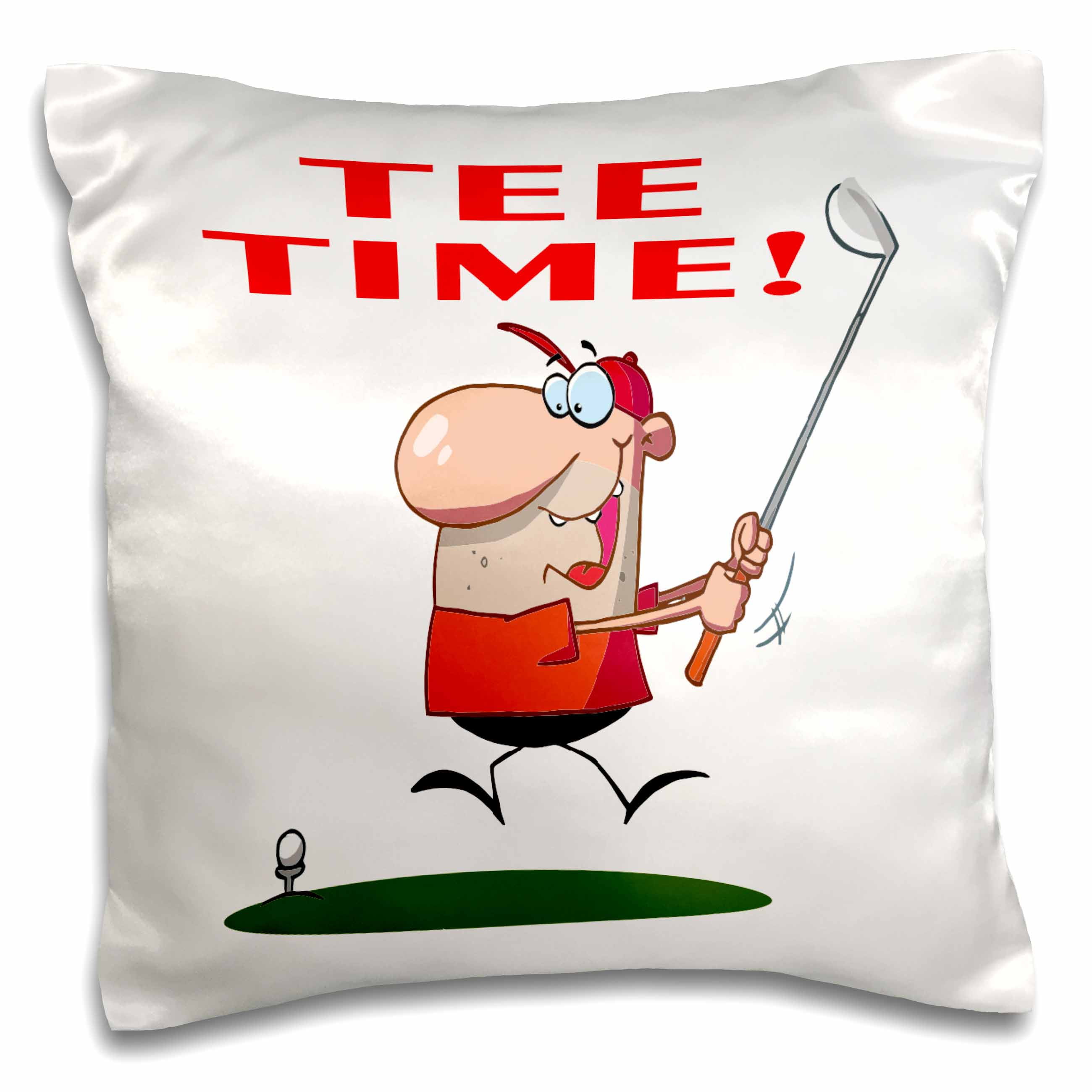 3drose, Tee Time Funny Golfer Soprts Golf Cartoon Design, 16x16 inch ...