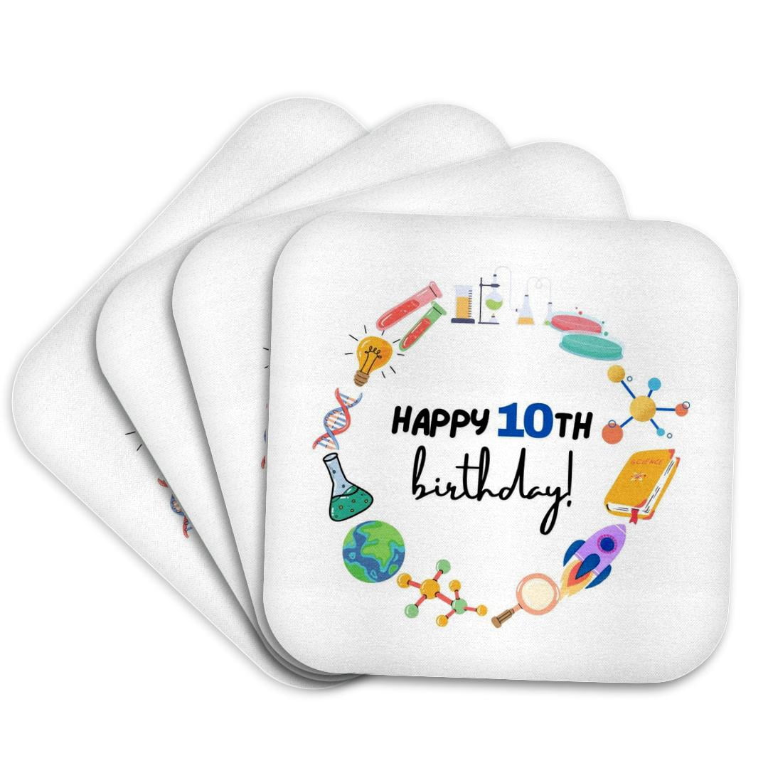 3drose, Text of Happy Birthday Turning 10 - Science Theme, Set of 4 ...
